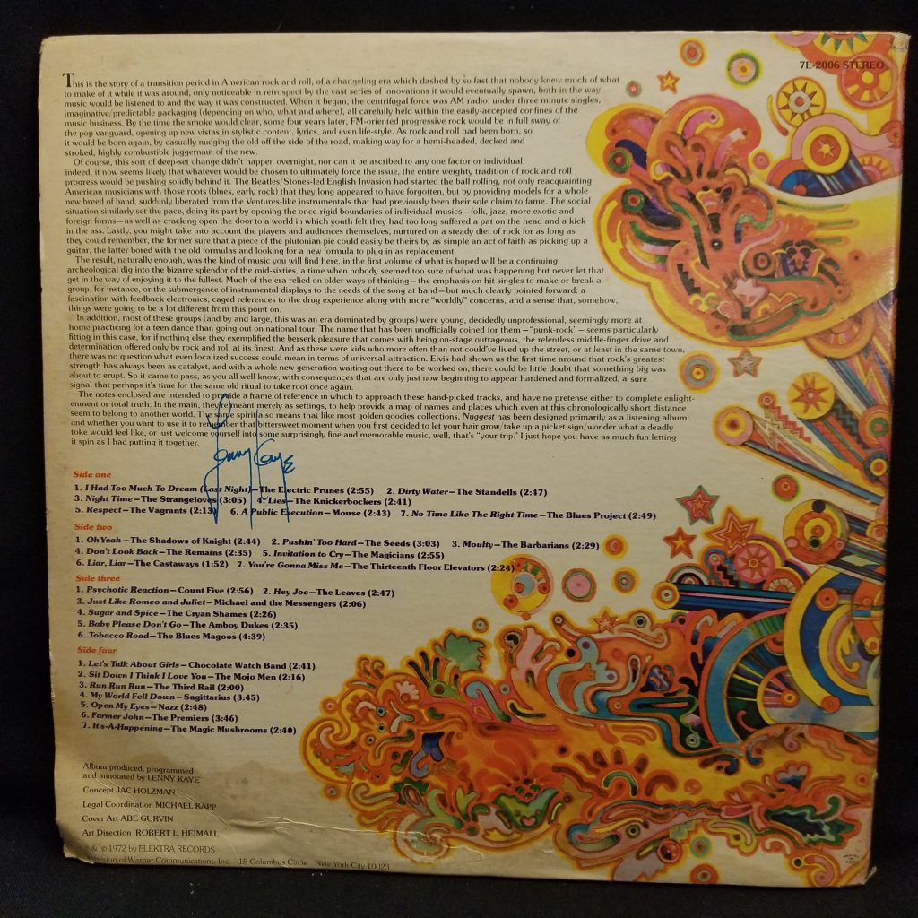 Nuggets: Original Artyfacts From The First Psychedelic Era LP NM 1972 ...