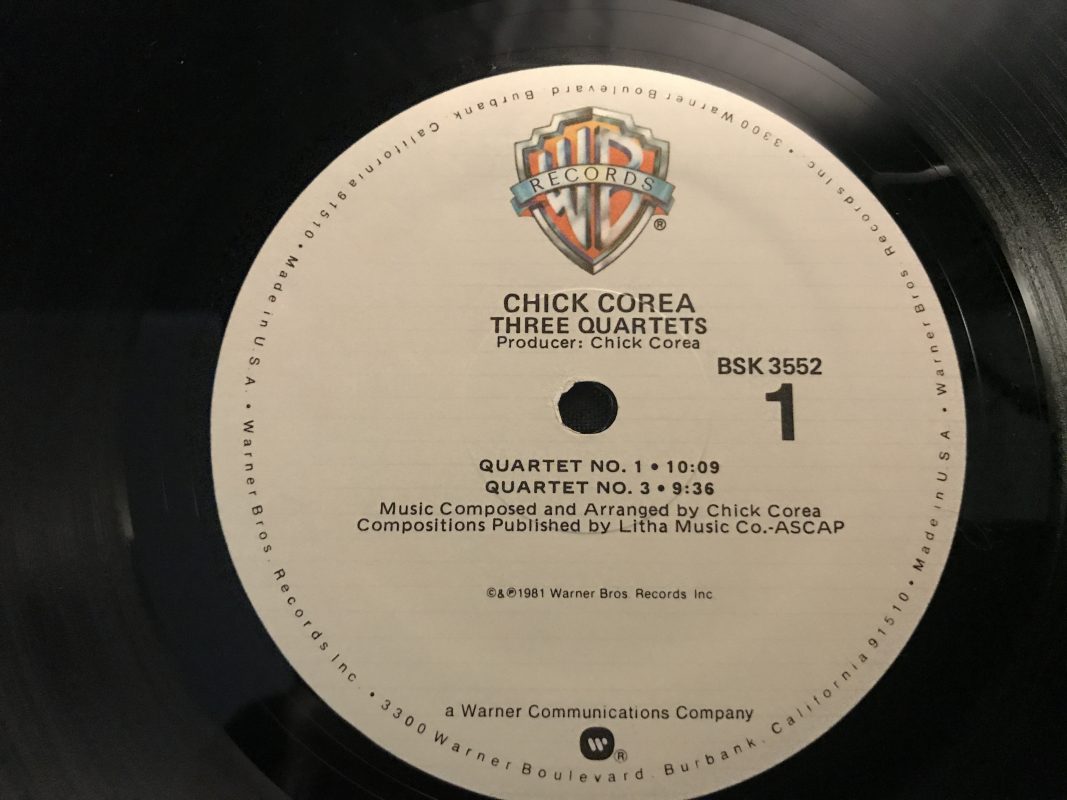 Chick Corea - Three Quartets LP NM/NM 1981 Classic Trio Jazz Gomez Gadd ...